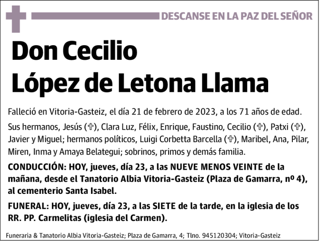 Cecilio López De Letona Llama