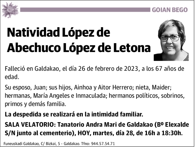 Natividad López De Abechuco López De Letona
